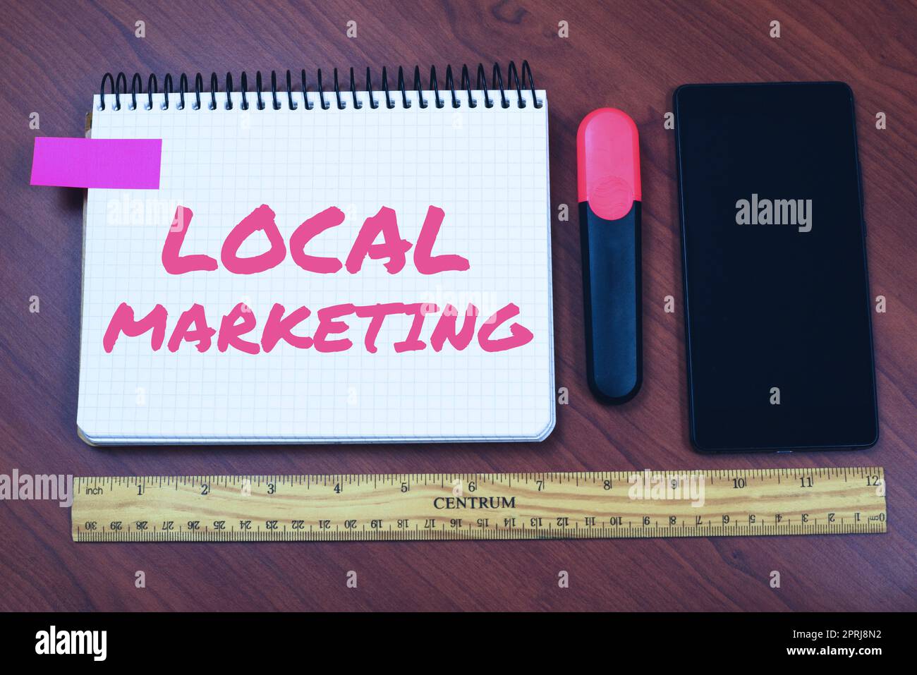 Handwriting text Local MarketingA local business where a product buy ...