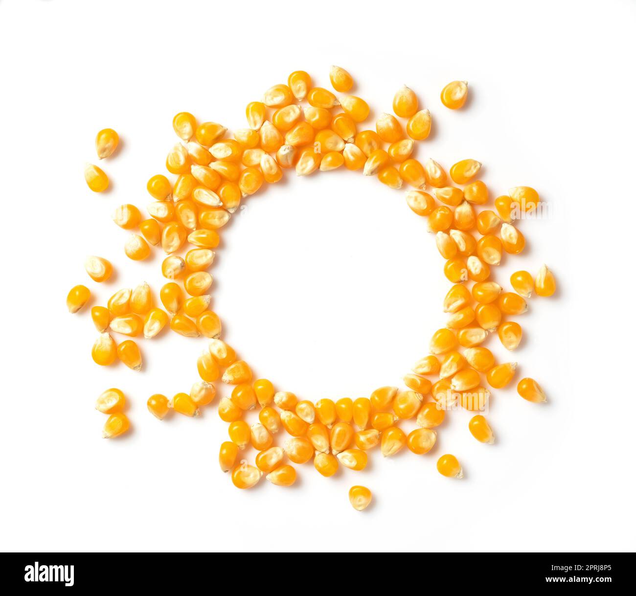 Round copy space made of dried corn kernels on white background Stock ...