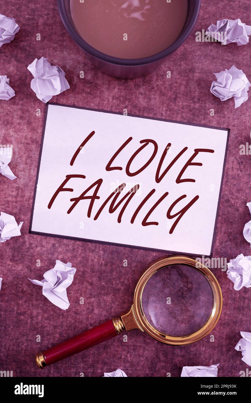 Handwriting text I Love Family. Conceptual photo Good feelings about ...
