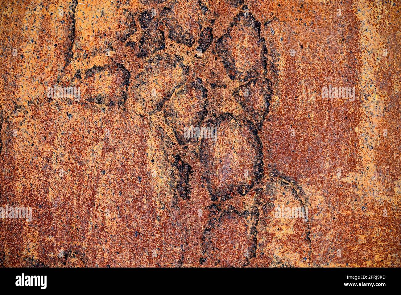 Detailed close up surface of rusty metal and stone with lots of ...