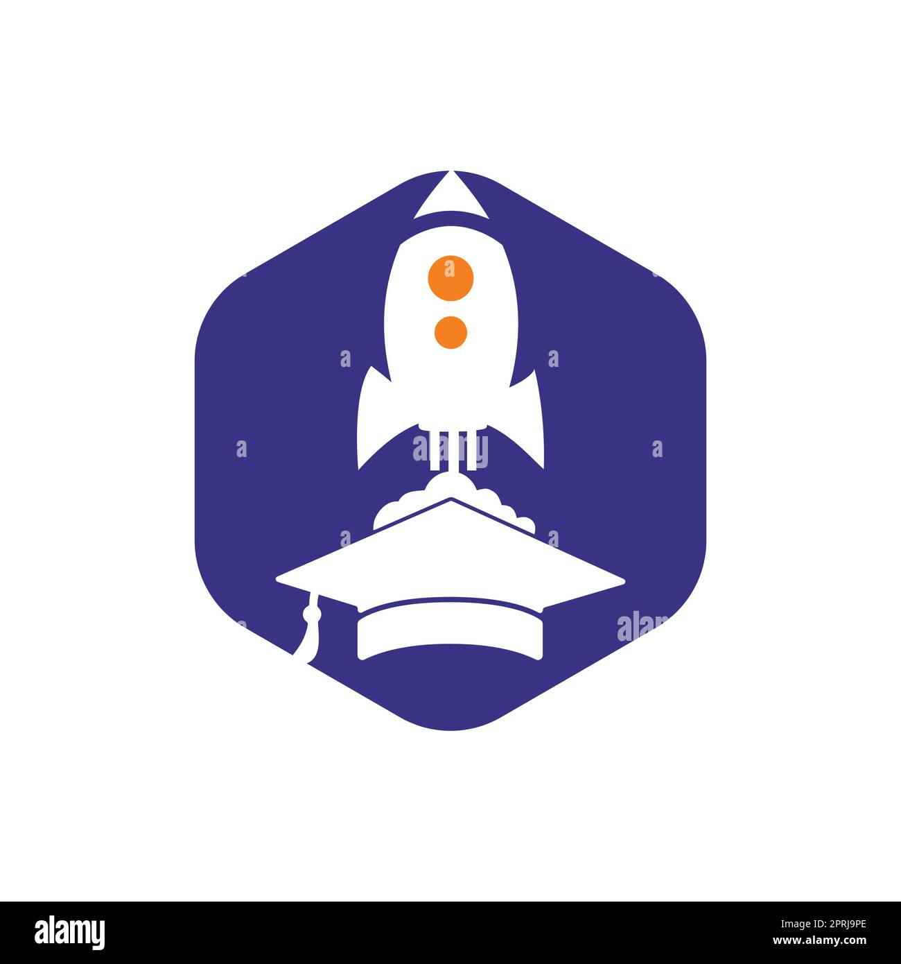 Graduation cap with rocket vector logo design. Rocket learning vector ...
