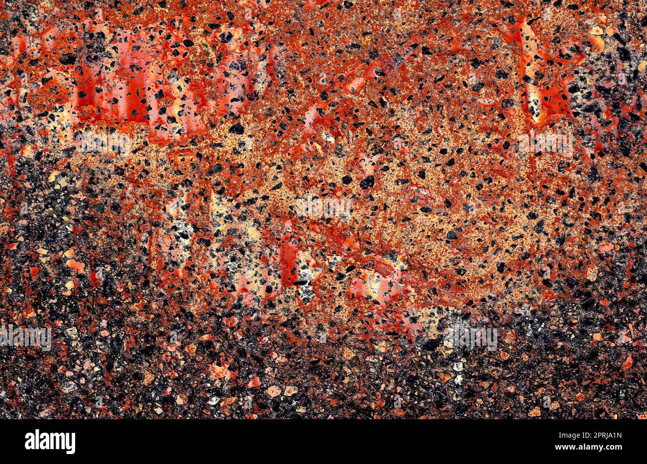 Detailed close up surface of rusty metal and stone with lots of ...