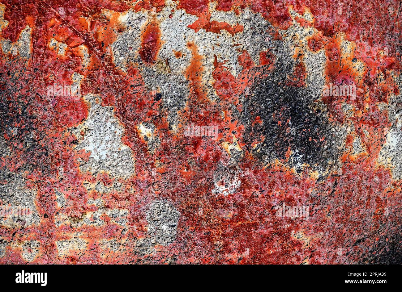 Detailed close up surface of rusty metal and stone with lots of ...
