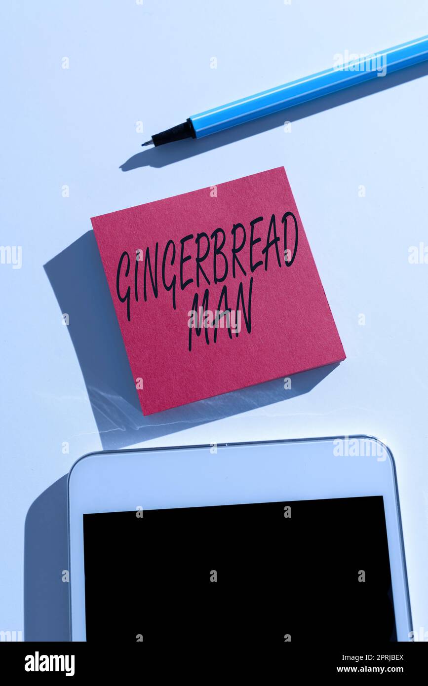 Text caption presenting Gingerbread Mancookie made of gingerbread ...