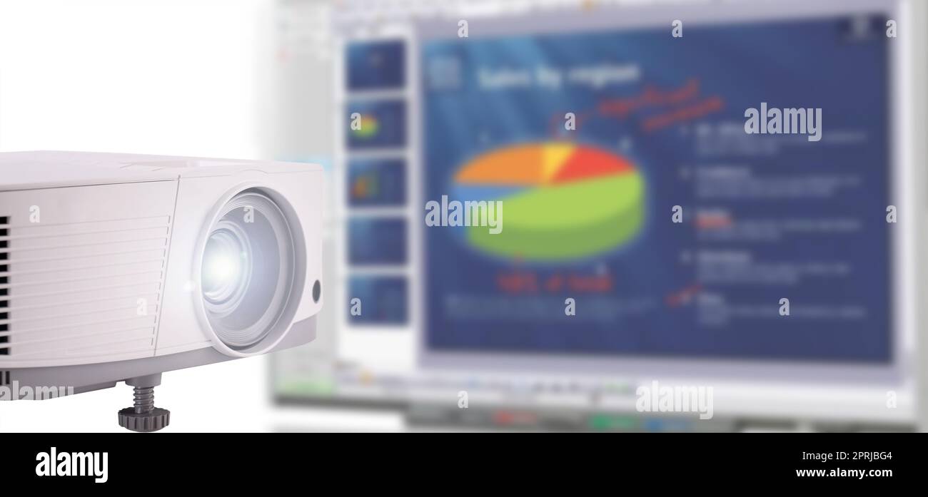 LCD video projector at business conference or lecture in office ...