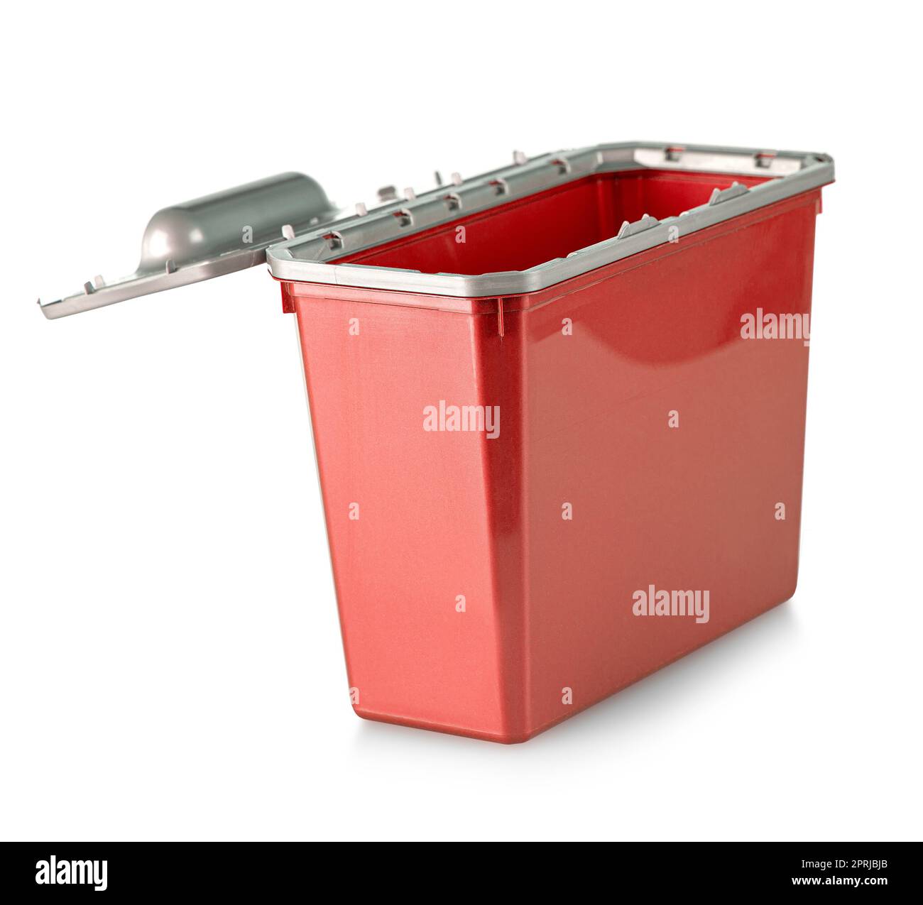 openned red plastic box on white background with clipping path Stock ...