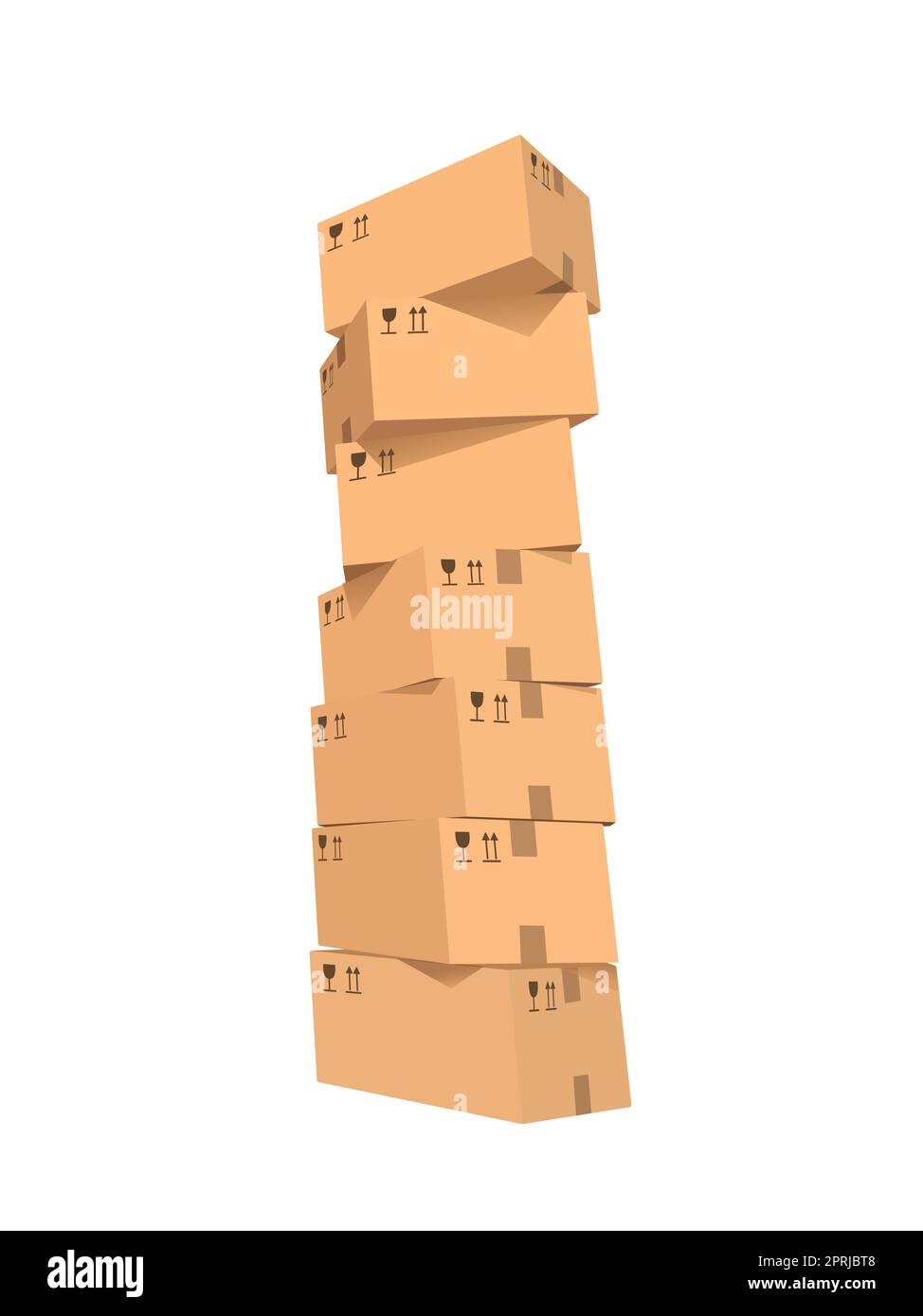 Cardboard boxes stacks. Stacked set of packages with symbols. Graphic design element for flyer ...