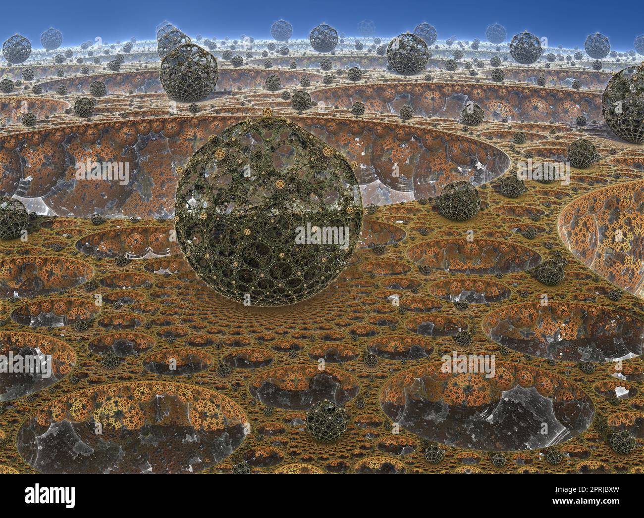 the surface of an alien planet under an alien sun 3d rendering Stock ...