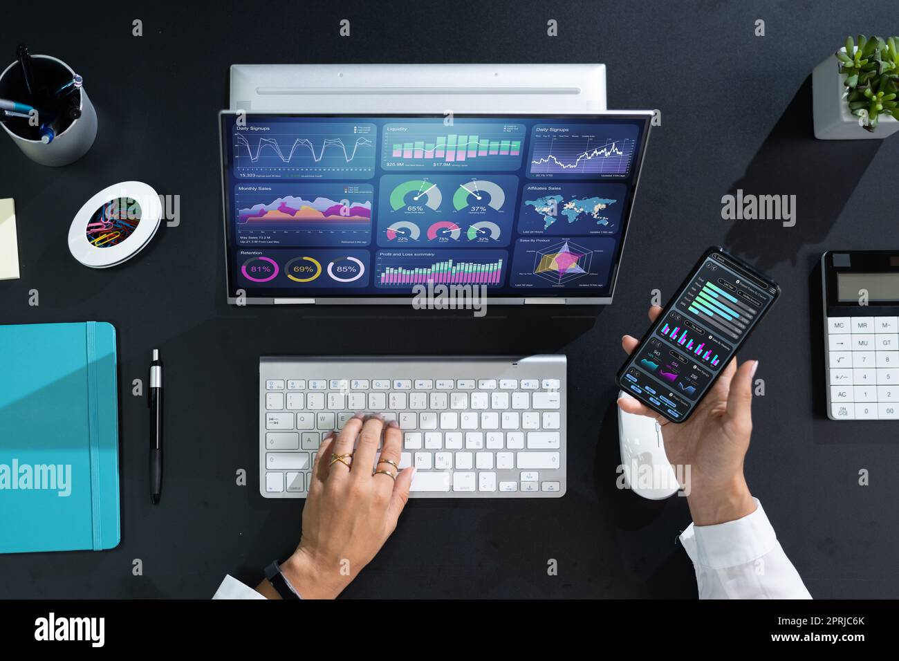 Data Analyst Using Data Analytics KPI Stock Photo - Alamy