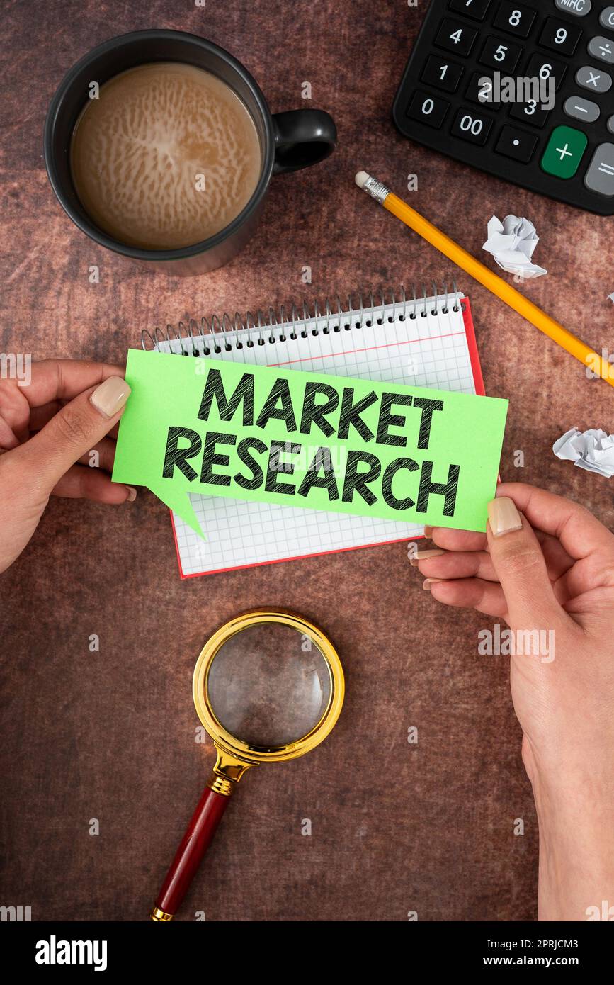 Text caption presenting Market ResearchThe acttion of gathering ...