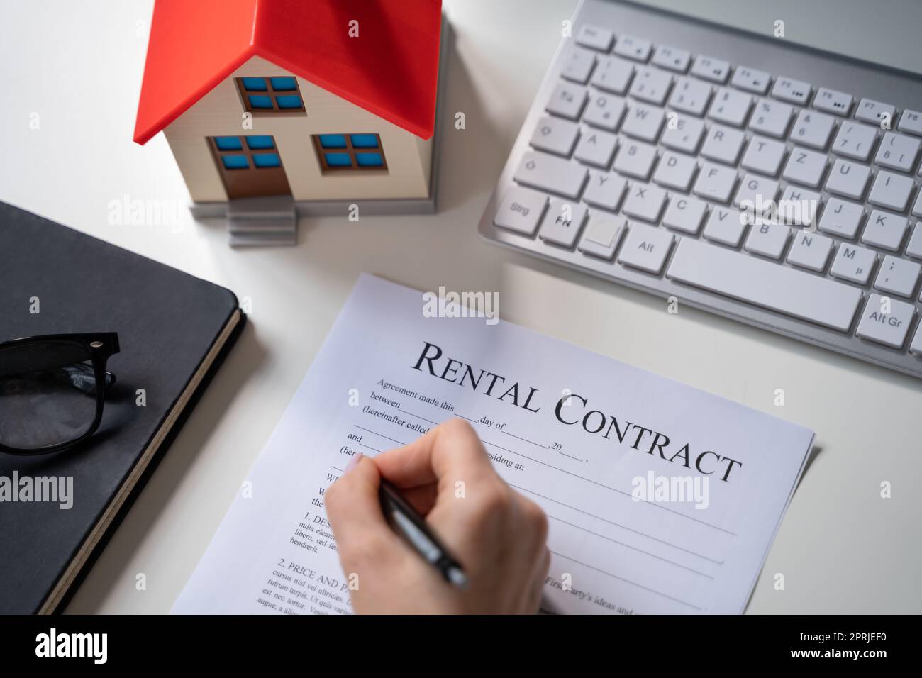 Signing House Rental Contract Document And Property Lending Stock Photo ...
