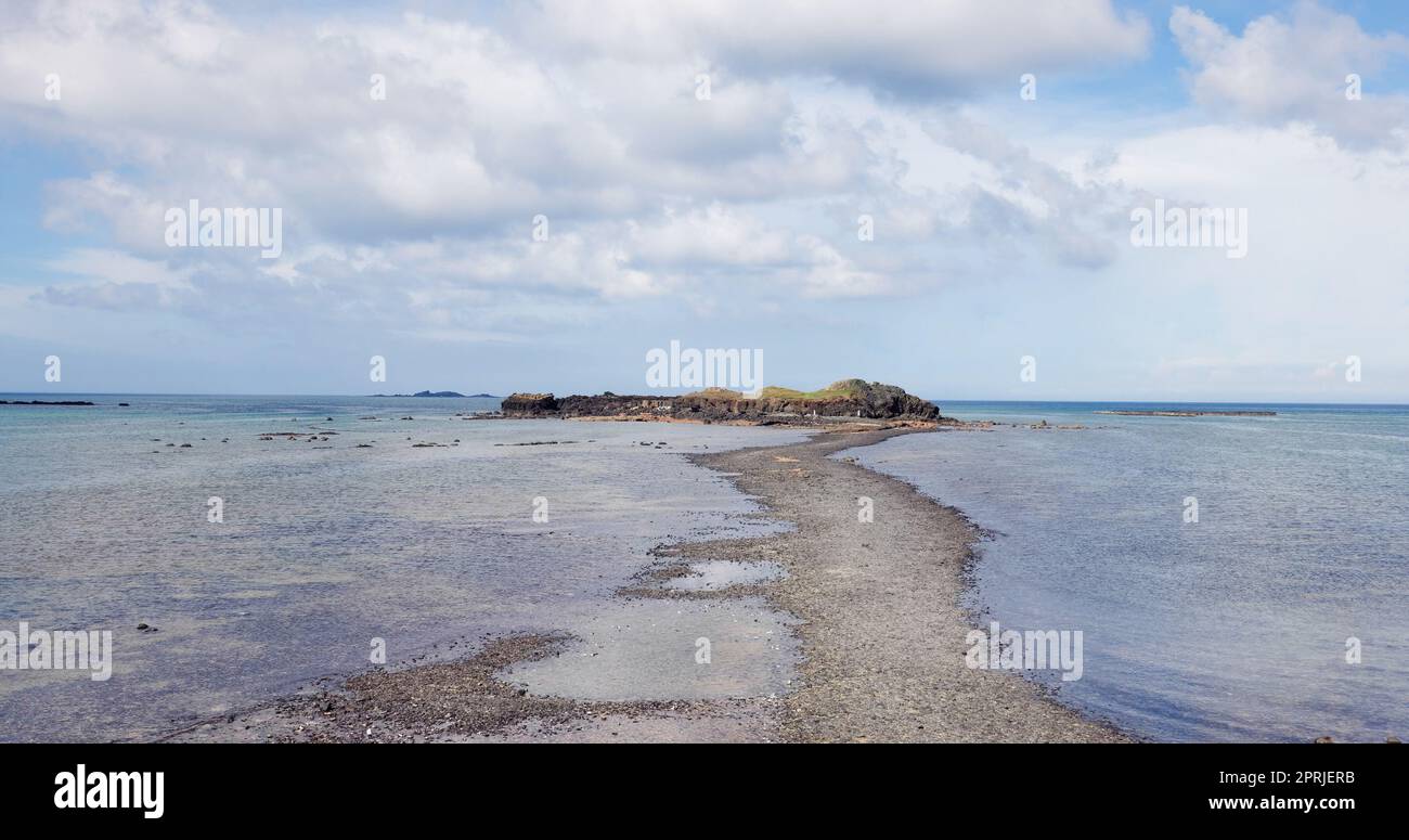 Low tide walking path connect Kueibishan and Chi Yu Island at Penghu of ...