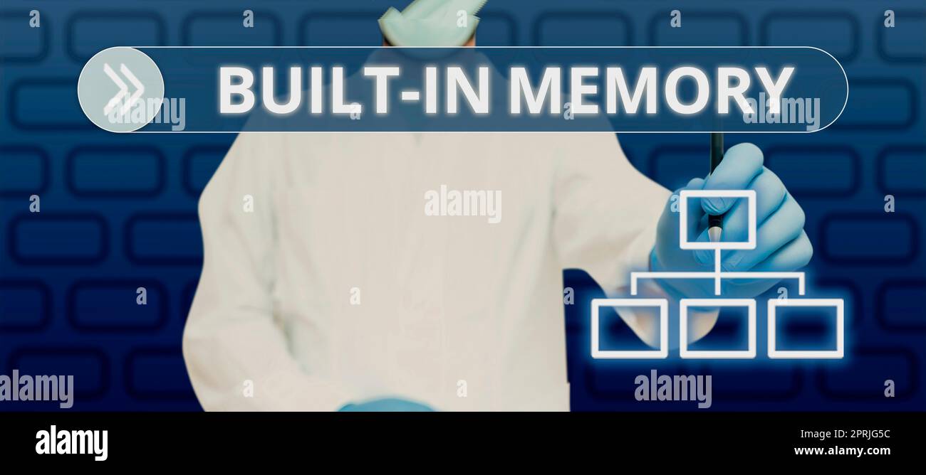 Writing displaying text Built In Memory, Conceptual photo device or ...