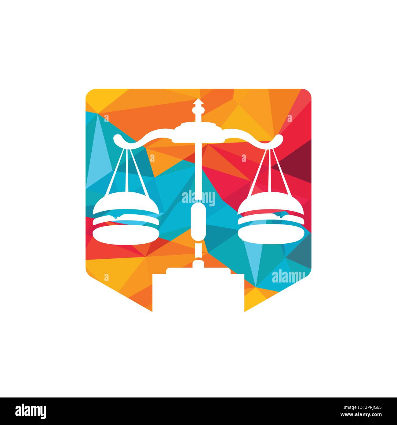 Food law vector logo design template. Law balance and burger icon ...