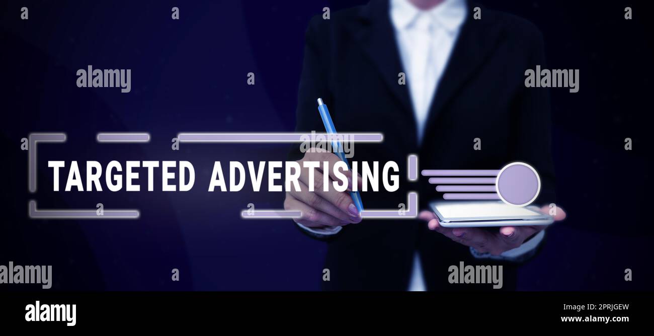 Conceptual caption Targeted Advertising, Business showcase Online ...