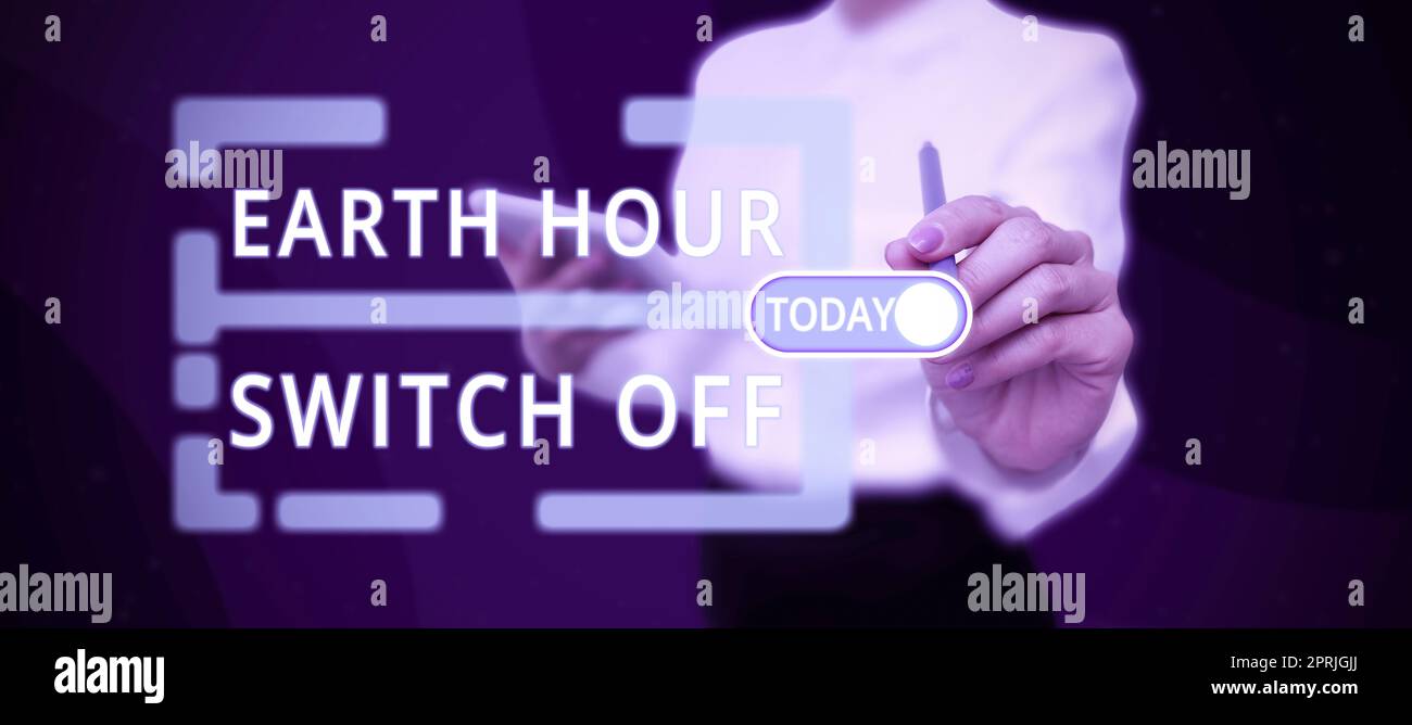 Hand writing sign Earth Hour Switch Off, Business approach The Lights ...