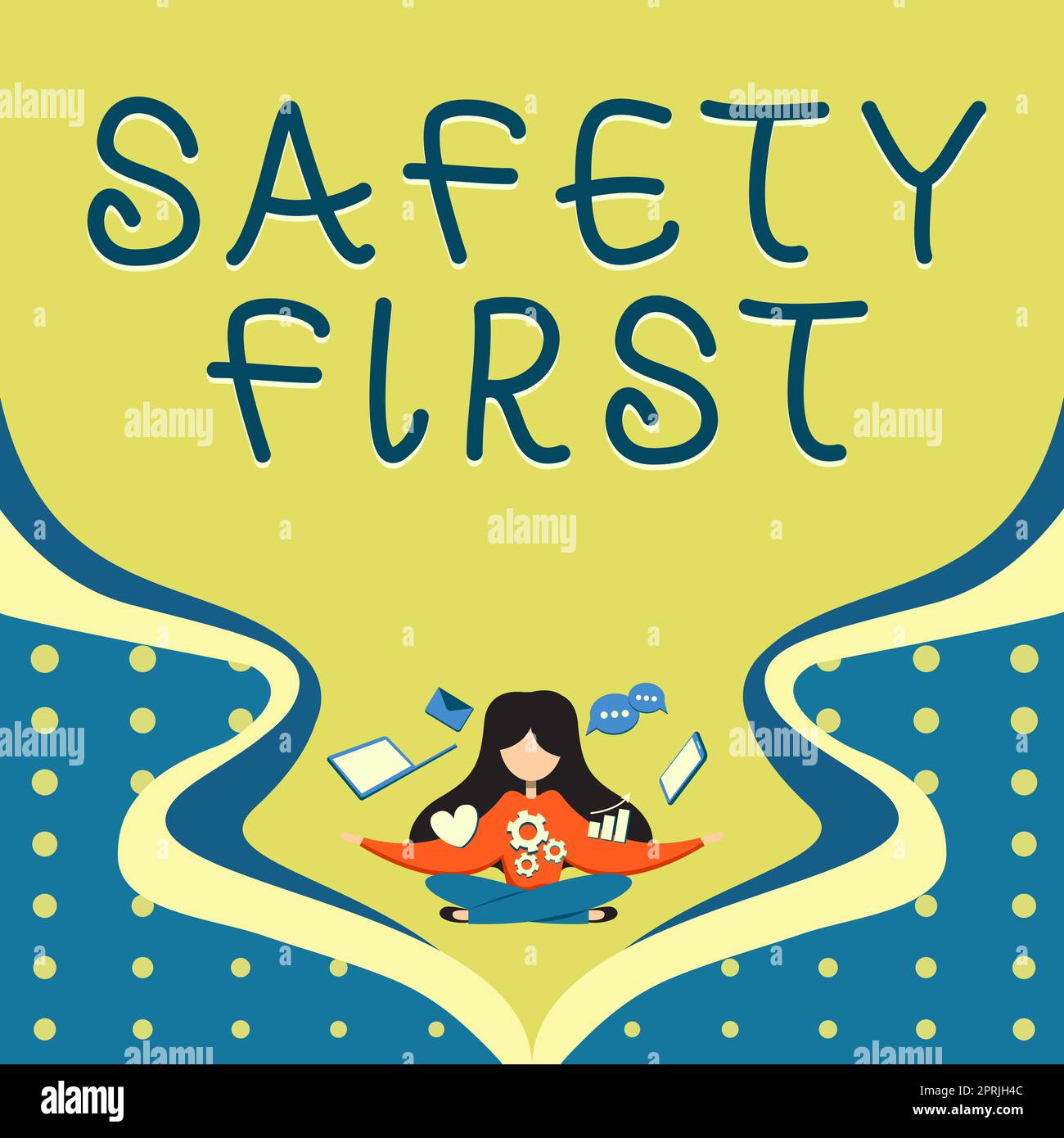 Text caption presenting Safety First, Business concept Avoid any ...
