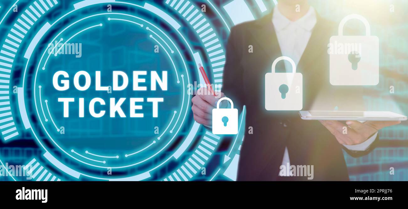 Inspiration showing sign Golden Ticket, Business approach Rain Check ...