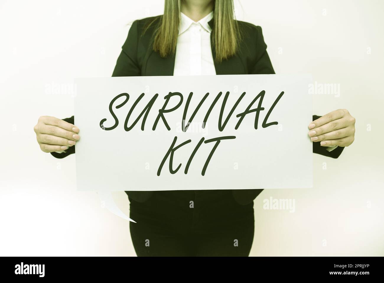 Hand writing sign Survival Kit, Business showcase Emergency Equipment ...