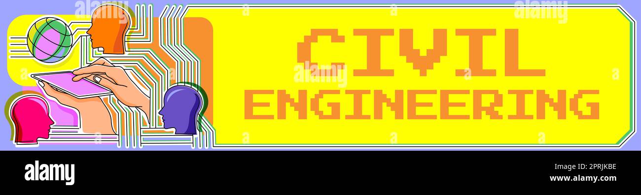 Hand writing sign Civil EngineeringPlanning Design Building of roads ...