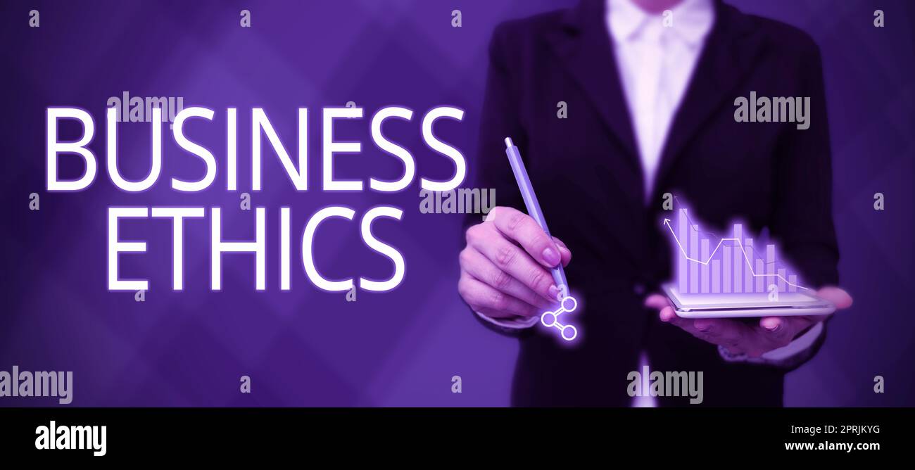 Writing displaying text Business EthicsMoral principles that guide the ...