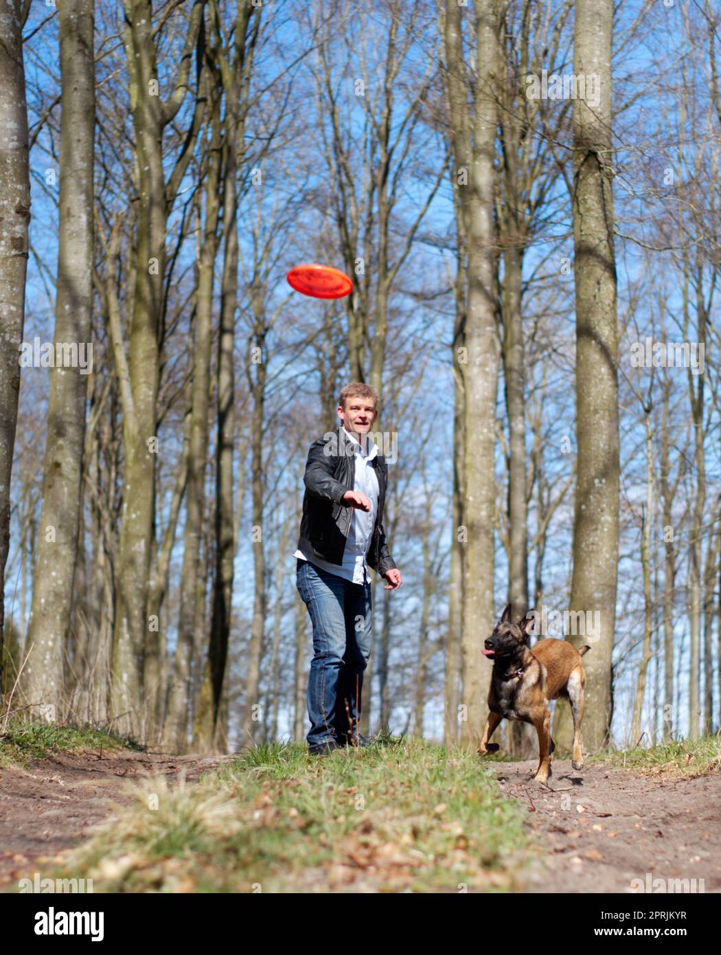 Quality time with his best friend. An alsatian running after a frisbee ...