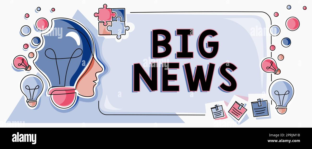 Text caption presenting Big News, Business approach knowing actions no ...