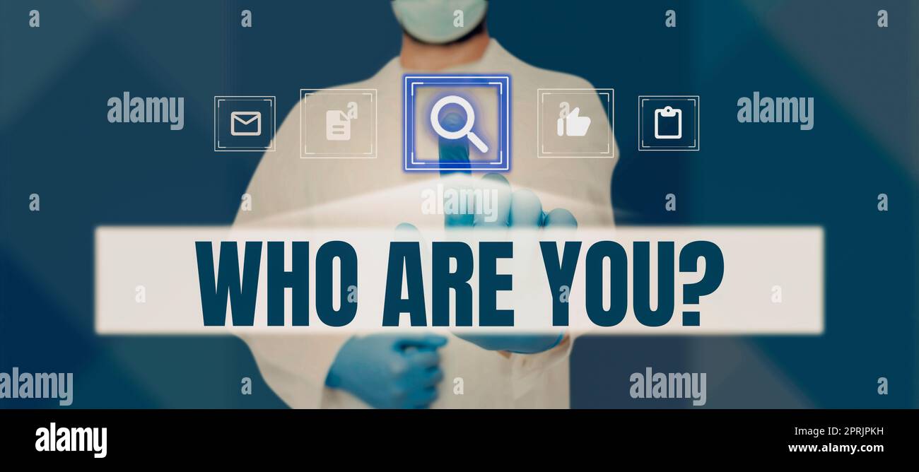 Handwriting text Who Are You, Business approach Introduce Identify ...