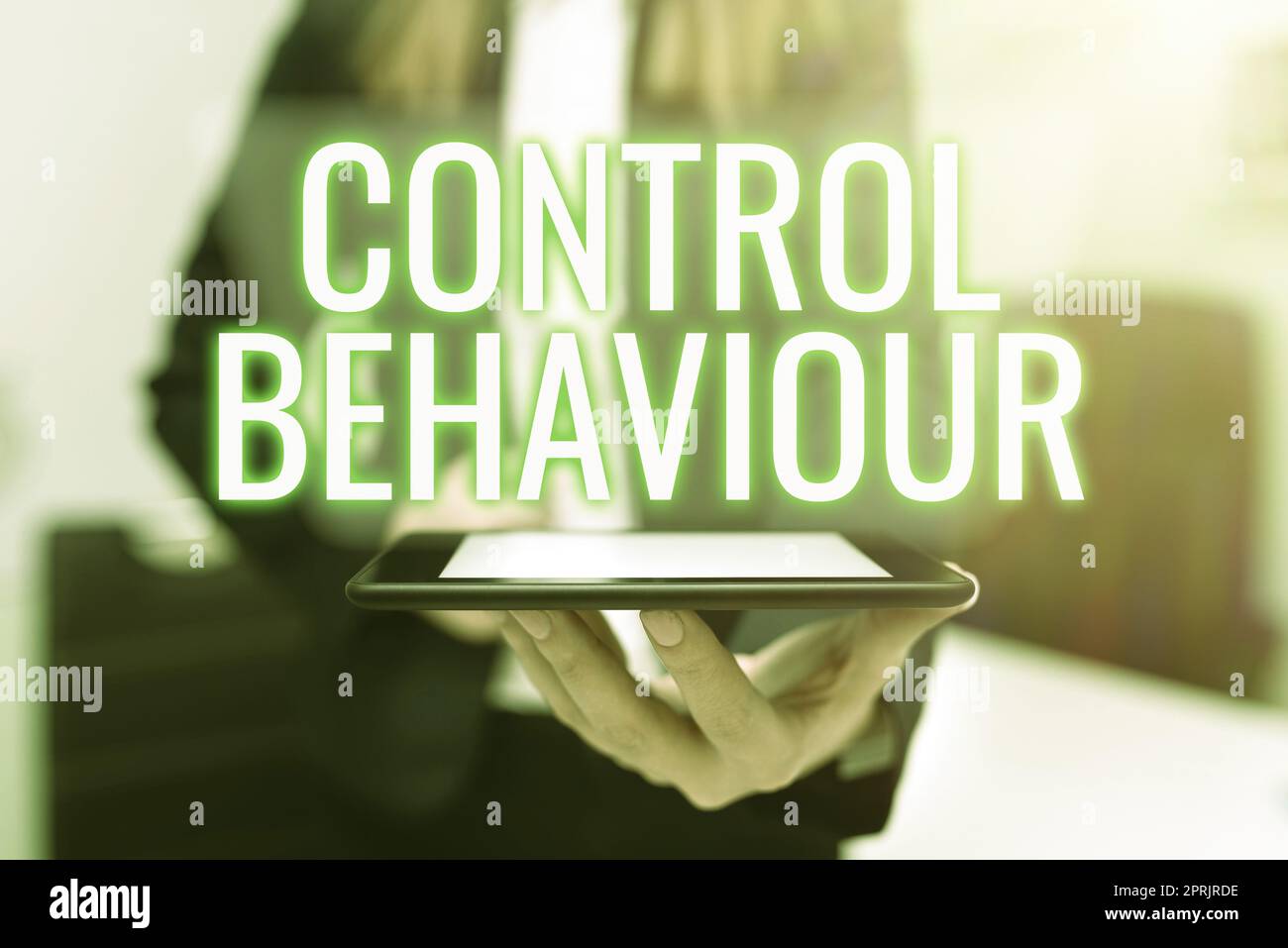 Text sign showing Control BehaviourExercise of influence and authority ...