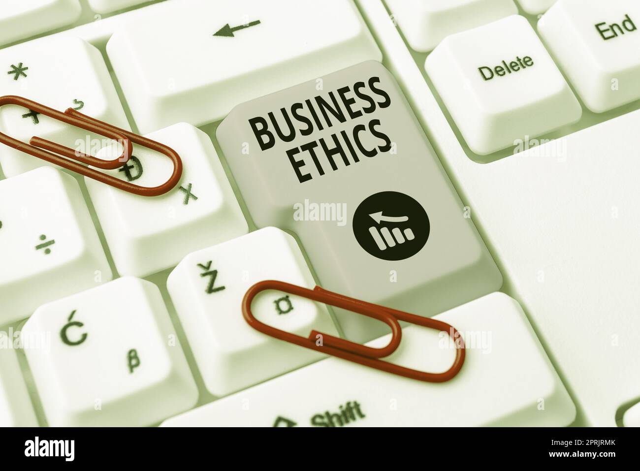 Hand writing sign Business EthicsMoral principles that guide the way a ...