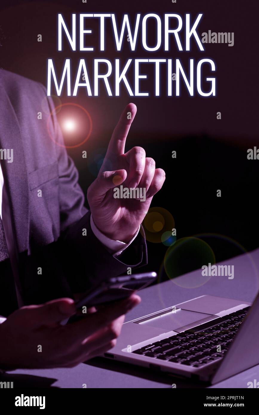 Text sign showing Network MarketingPyramid Selling Multi level of ...