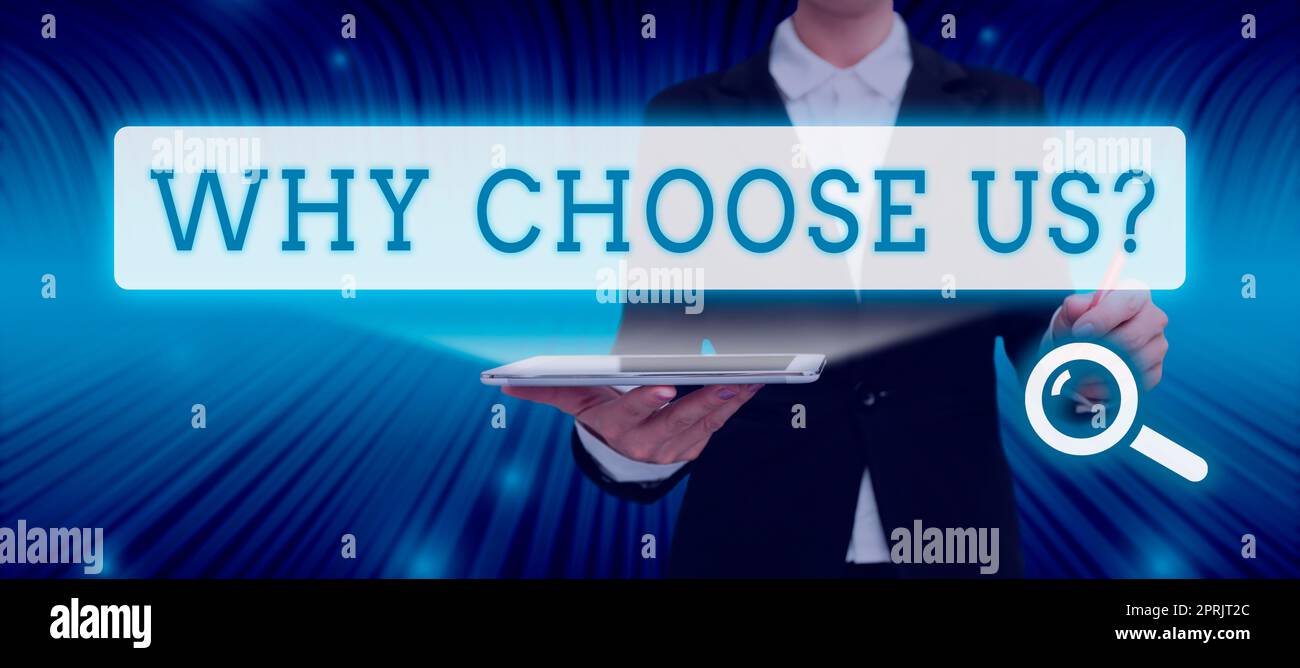 Conceptual display Why Choose Us. Business showcase Reasons for ...