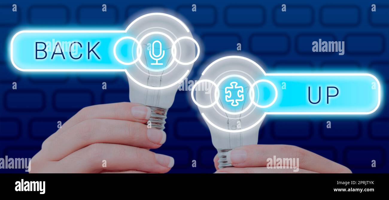 Sign displaying Back Up, Business concept saving important data into ...