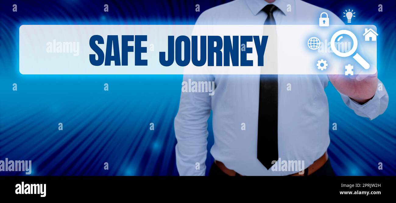 Conceptual caption Safe Journey, Word Written on Blessing Bid farewell ...