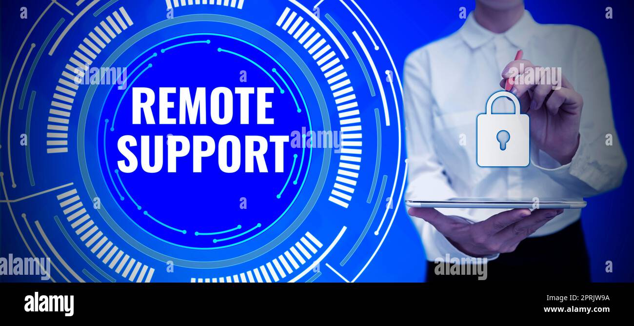 Conceptual caption Remote Support, Business showcase help end-users to ...