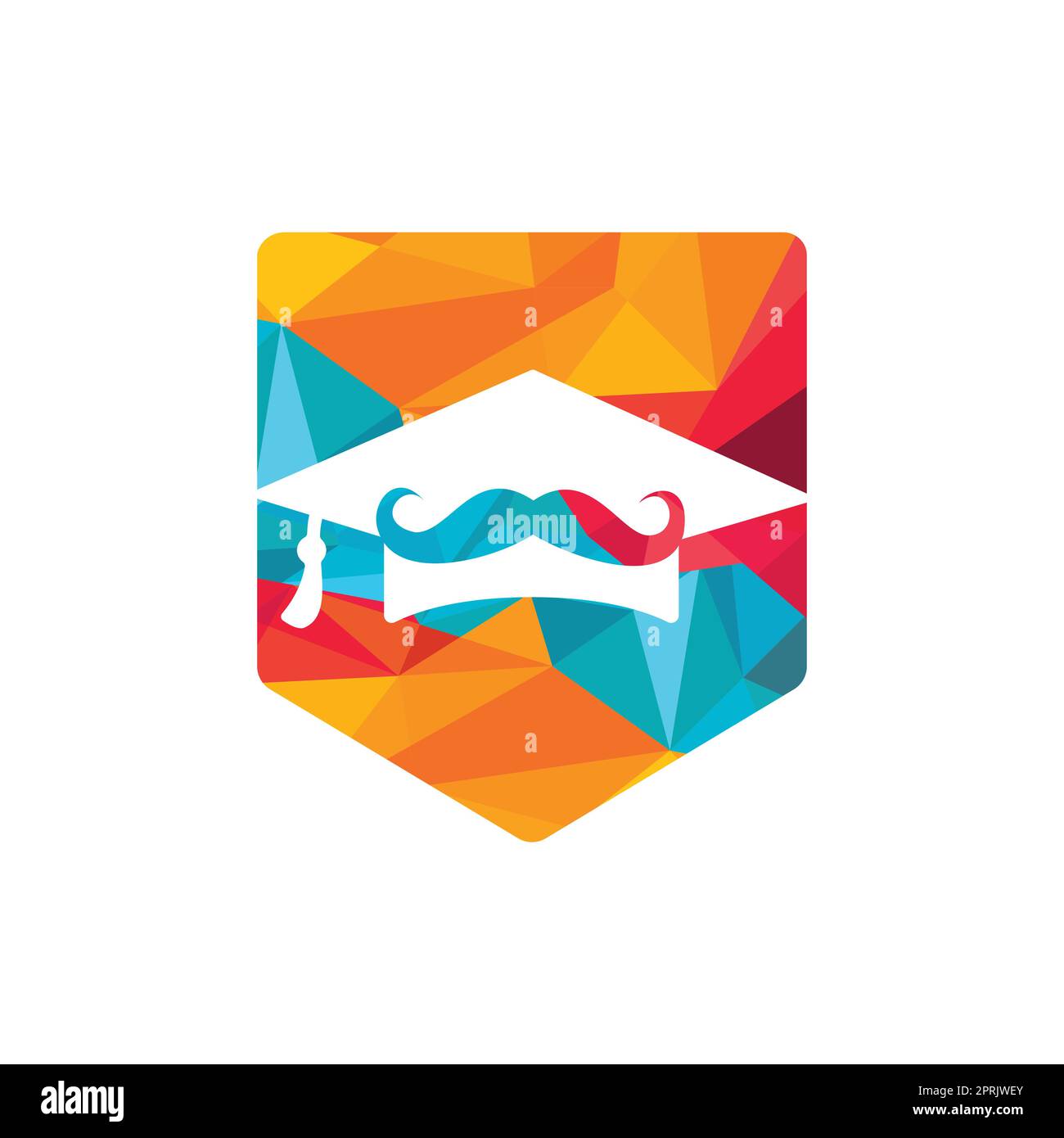 Strong education logo design template. Hat graduation with mustache ...