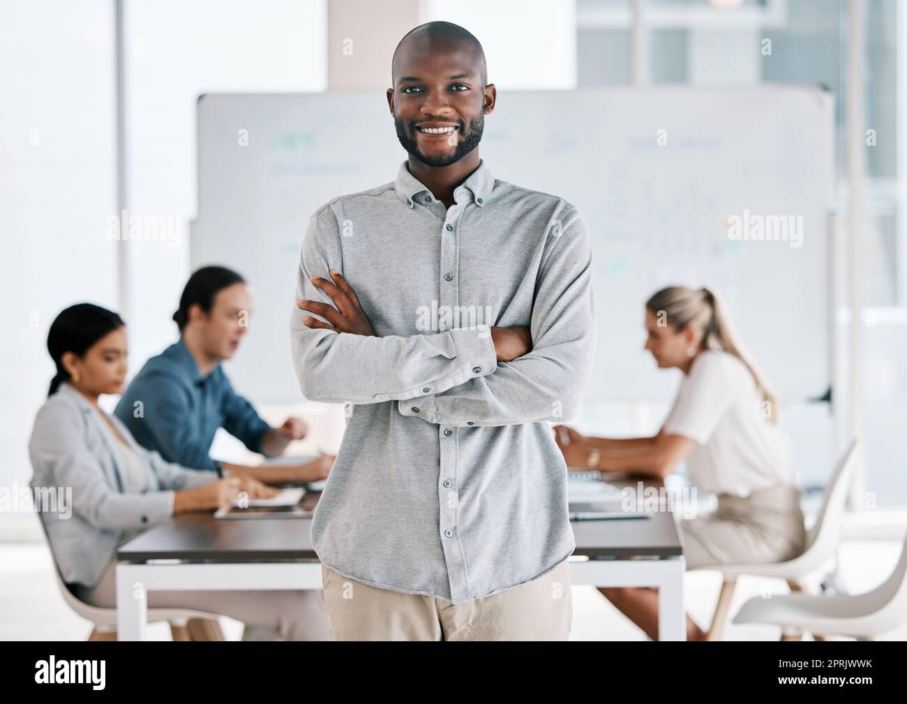 Corporate manager in meeting, leadership of training workshop and coach ...