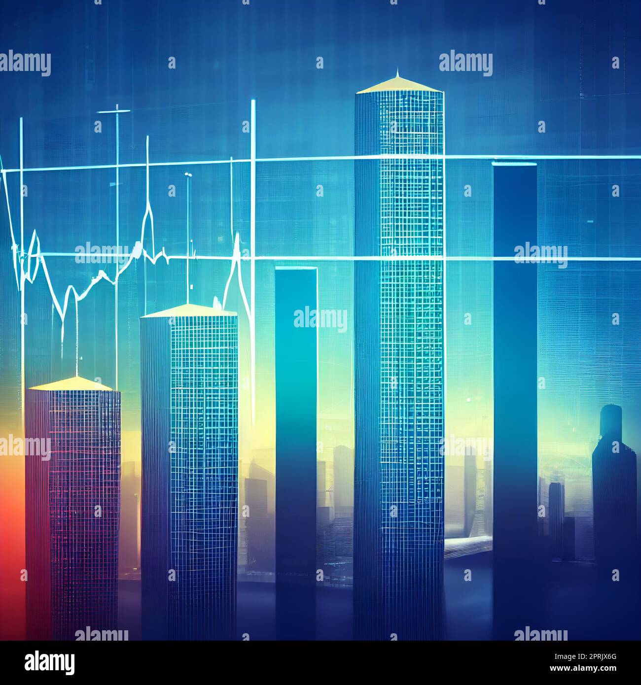 Skyscraper city drawing of different high-rise buildings with diagram ...