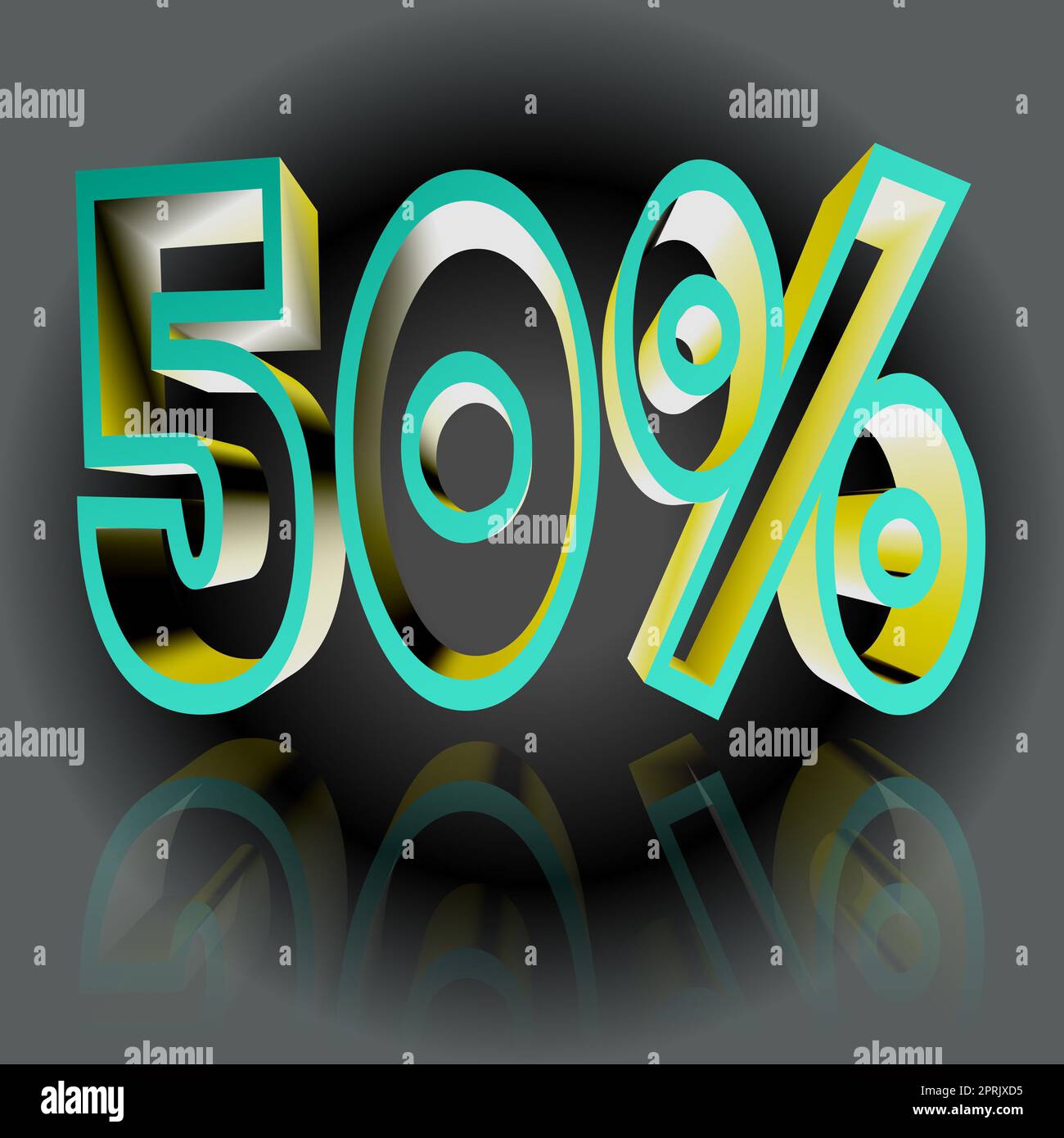 50%, 50 percent as a 3D illustration, 3D rendering Stock Photo - Alamy