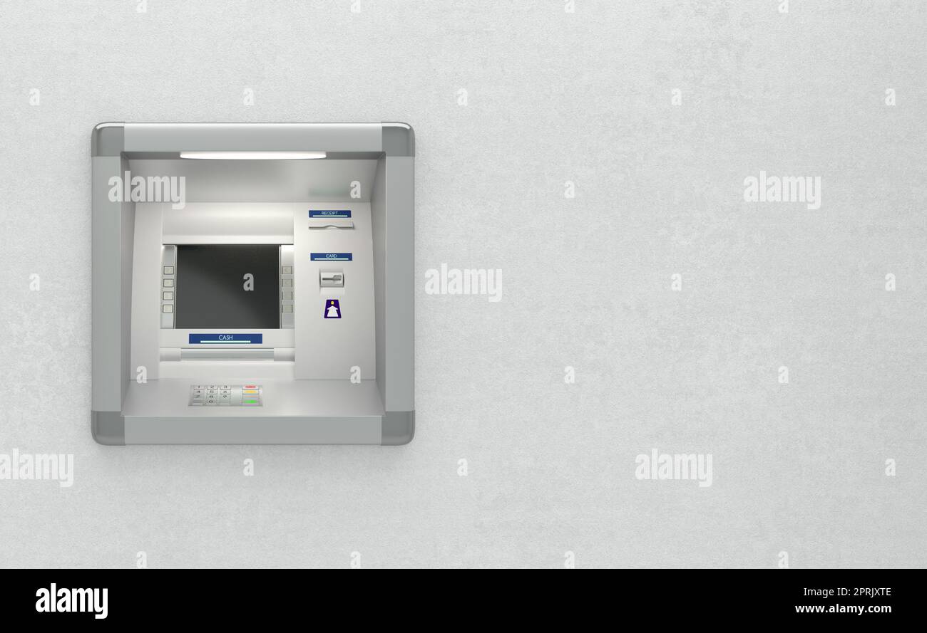 Atm machine with a card reader. Pin code safety, bank account access ...