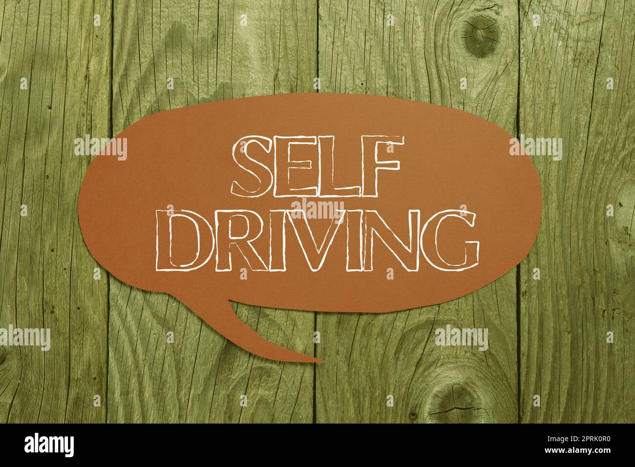 Text Caption Presenting Self Driving Word For Autonomous Vehicle Ability To Navigate Without