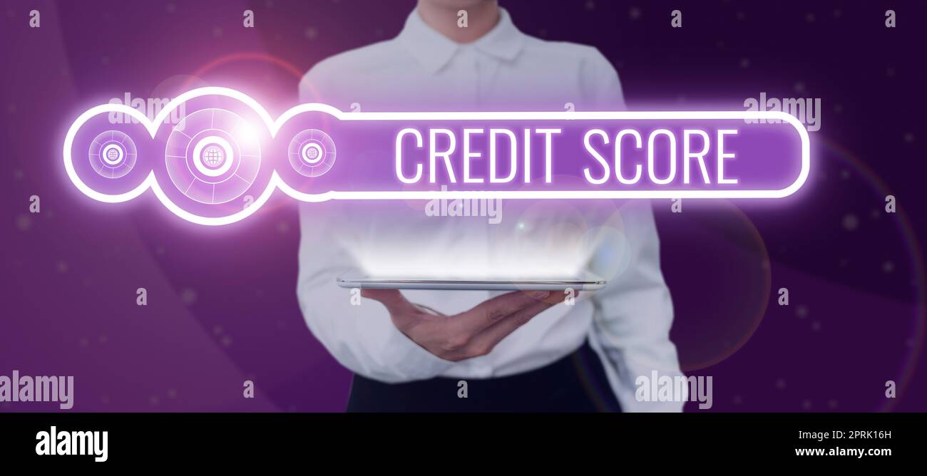 Text sign showing Credit Score, Word for Represent the creditworthiness ...