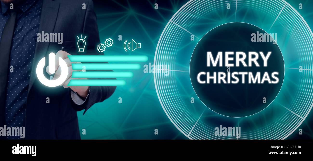 Text showing inspiration Merry Christmas, Business overview annual ...