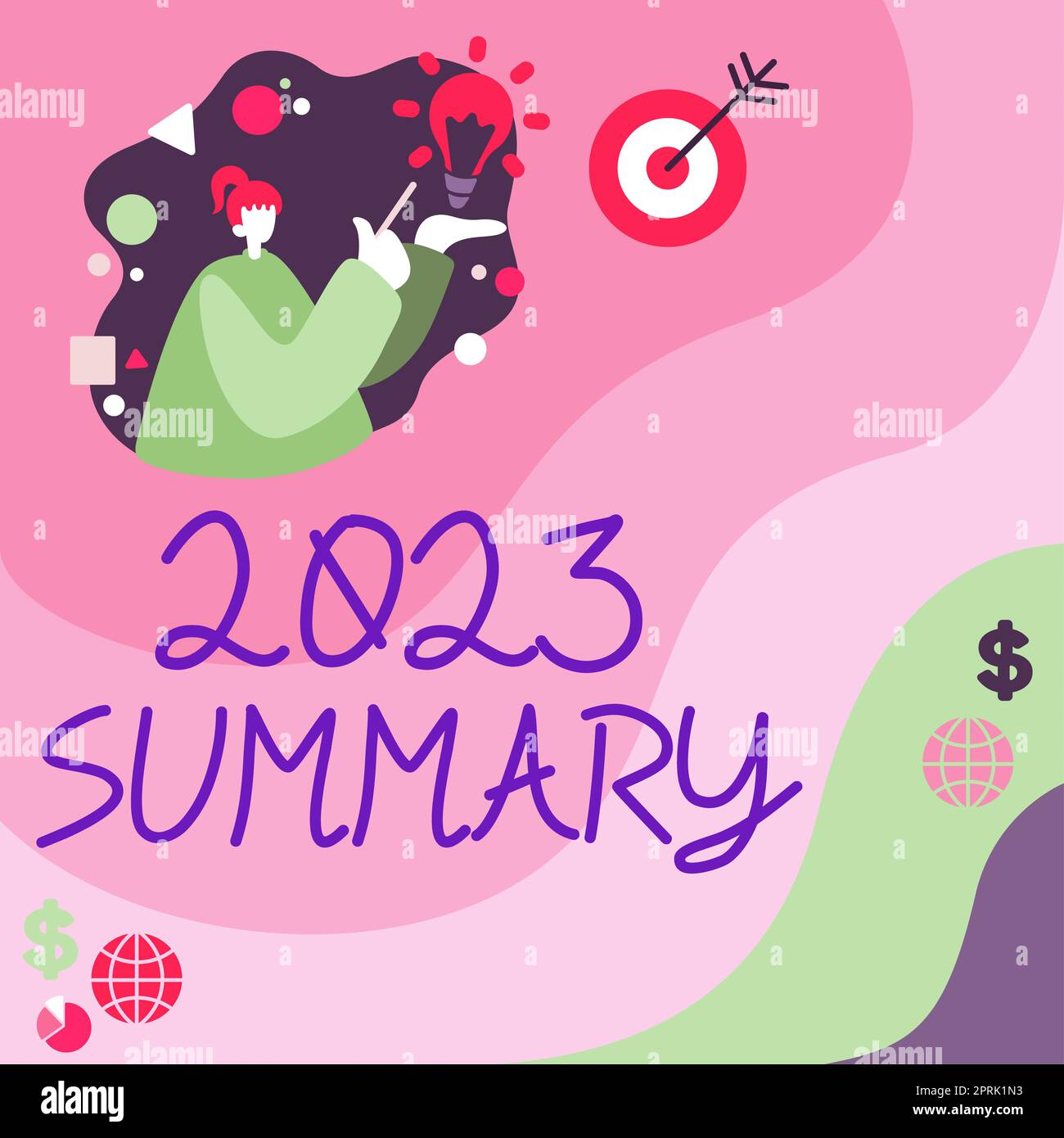 Text caption presenting 2023 Summary, Conceptual photo summarizing past ...