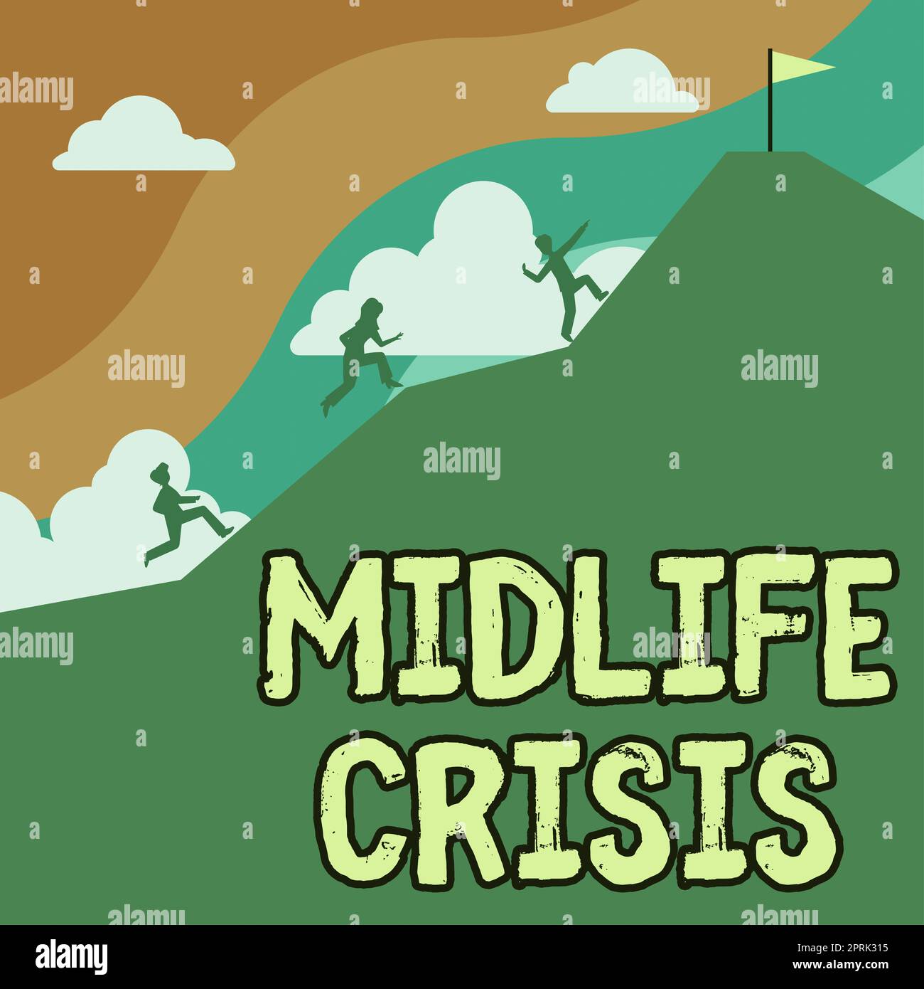 Text caption presenting Midlife Crisis, Word for Software development ...