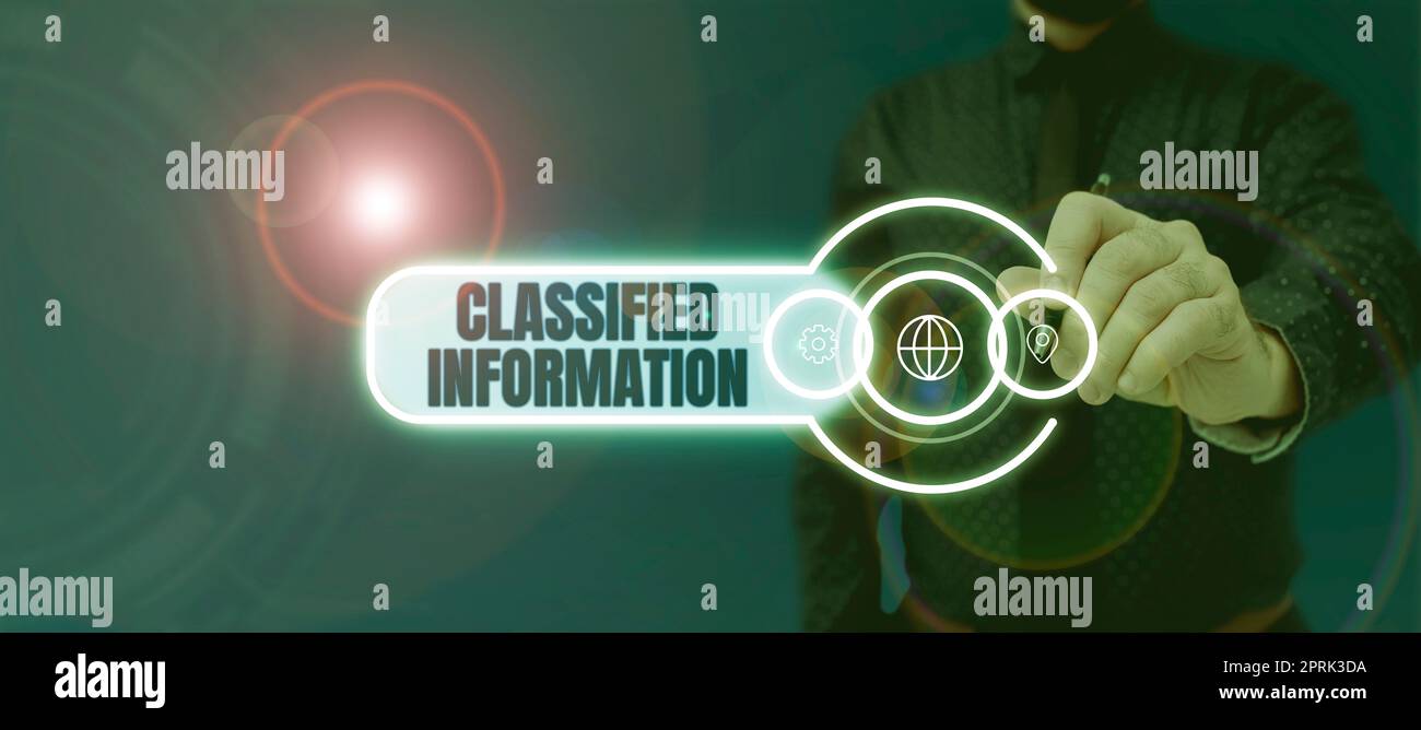 Text sign showing Classified Information, Internet Concept Sensitive ...