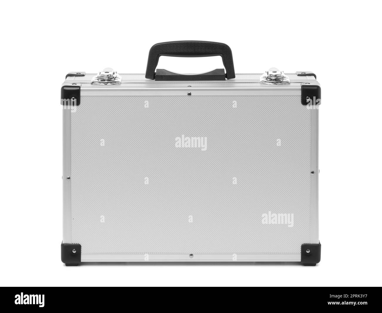 Metal suitcase isolated on white background. Concept of protection and ...
