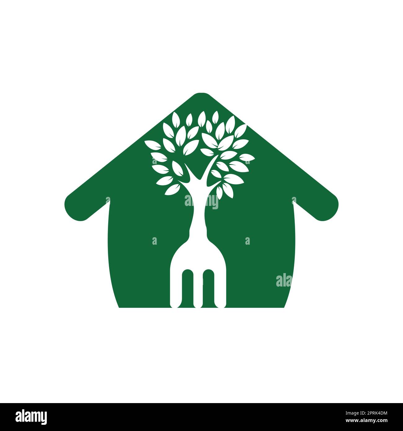 Fork tree with home shape vector logo design. Restaurant and farming ...