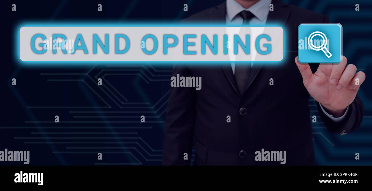 Sign displaying Grand Opening, Concept meaning Ribbon Cutting New ...