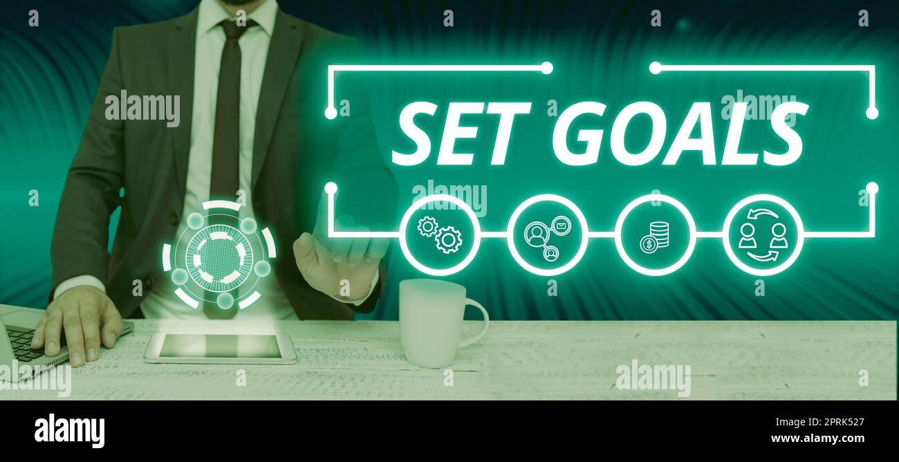 Text showing inspiration Set Goals, Business concept Defining or ...